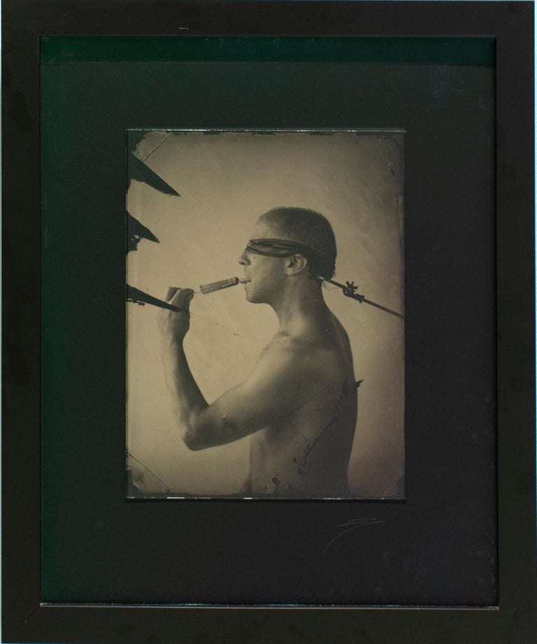David Sokosh - Linguist (Salacious Tin Type Photo of Male Nude Licking an Ice Pop, blindfolded ...