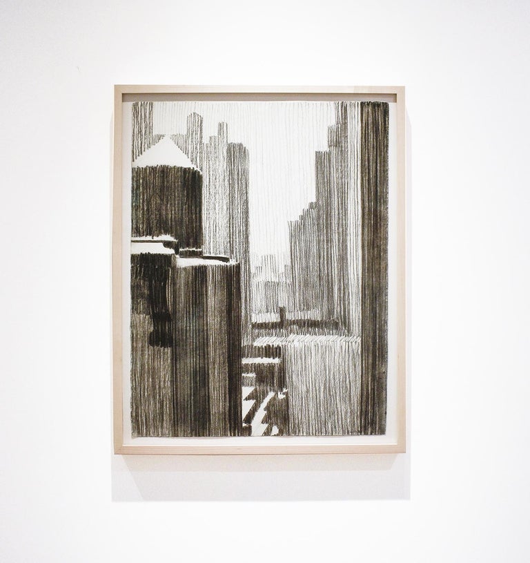 William Clutz - Out the Window 9th Floor (Black and White Pastel NYC ...