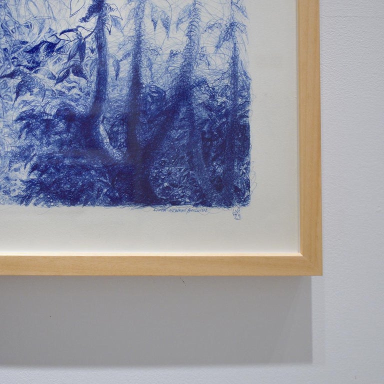 Linda Newman Boughton - Branching (Blue Ballpoint Pen Landscape Drawing ...