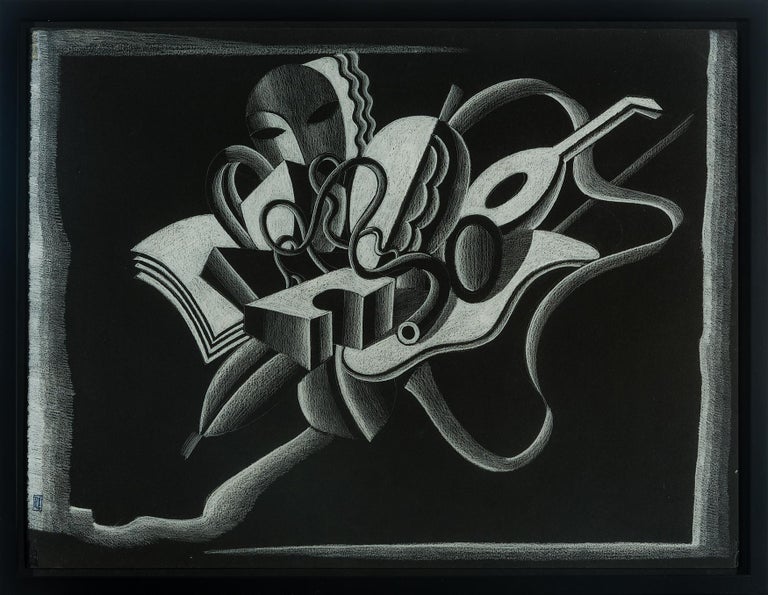 Winold Reiss - Abstract Still Life with Lute For Sale at 1stDibs