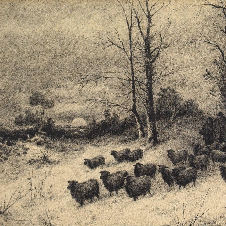 Joseph Farquharson (Circle), The Flock, Drawing For Sale at 1stDibs
