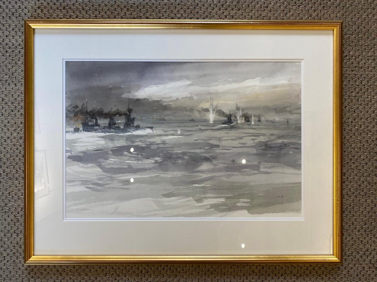 Ian Marshall - H.M.S. New Zealand following Tiger in the opening phase ...