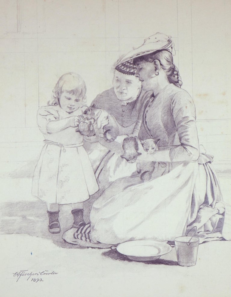 Ernst Albert Fischer-Cörlin - Feeding the Kittens - Little cat mother ...