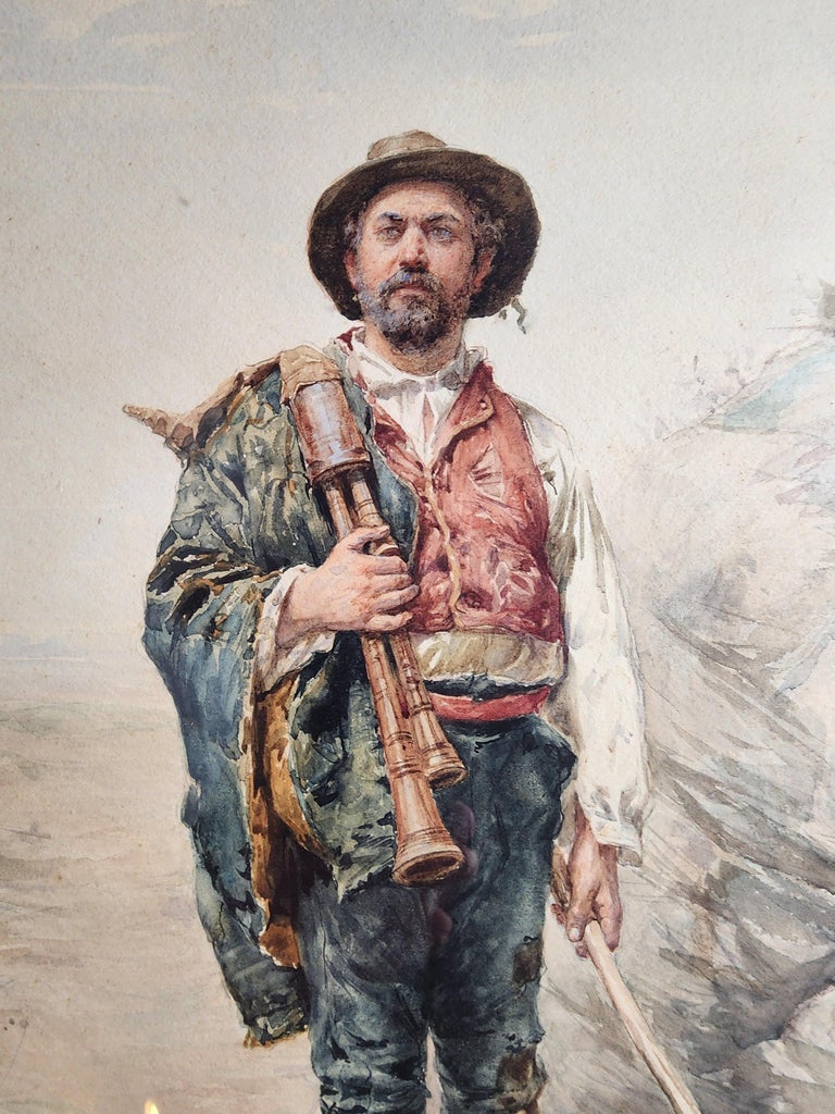 Francesco Bergamini - Peasant with Zampogna For Sale at 1stDibs