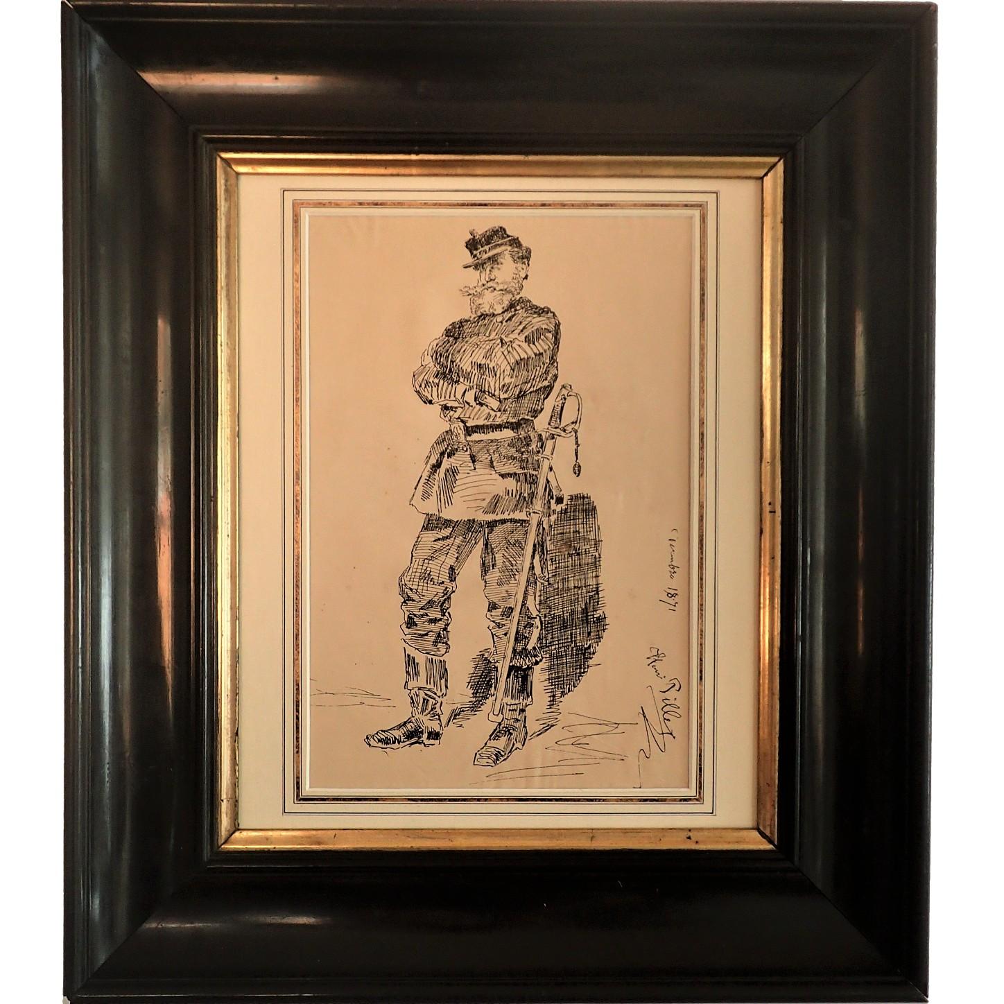 Charles Henri Pille - Stunning Ink Drawing Of A French Corporal For ...