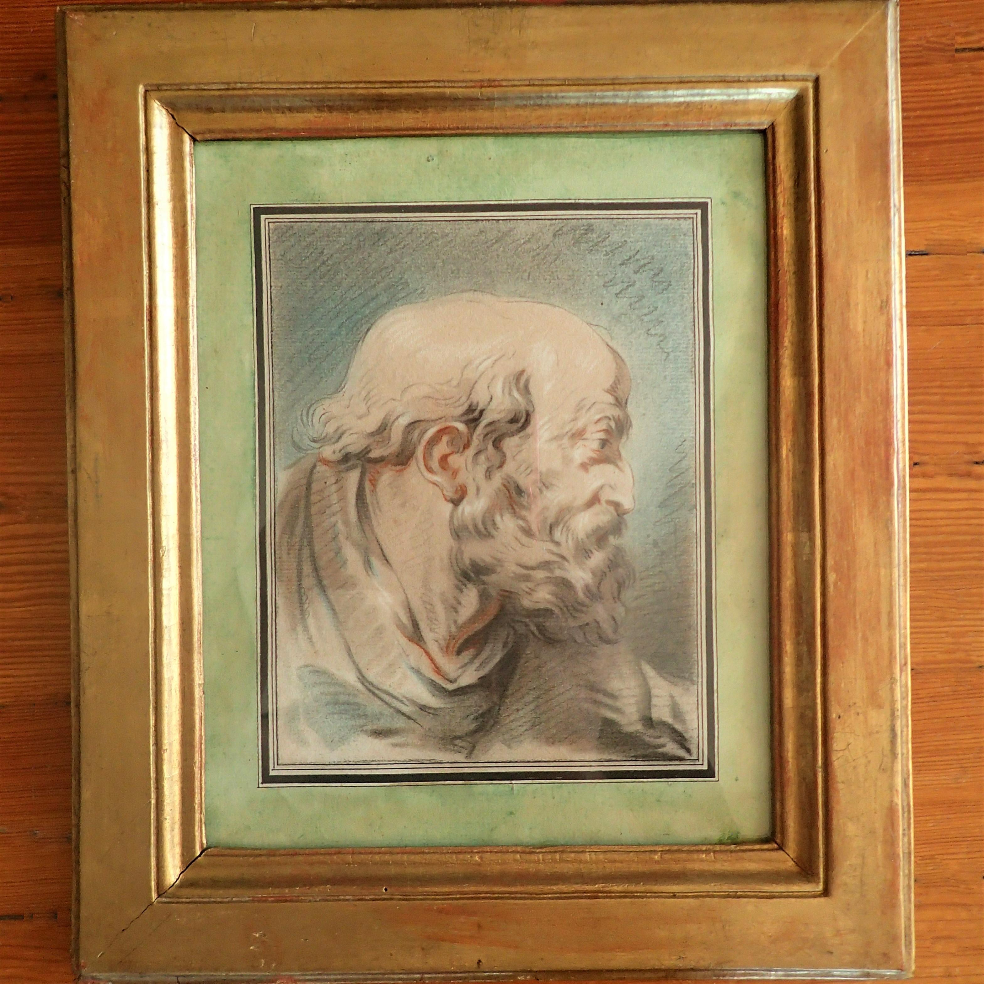 Unknown - Pair Of 19th Century Trois Crayons Portraits For Sale at 1stDibs