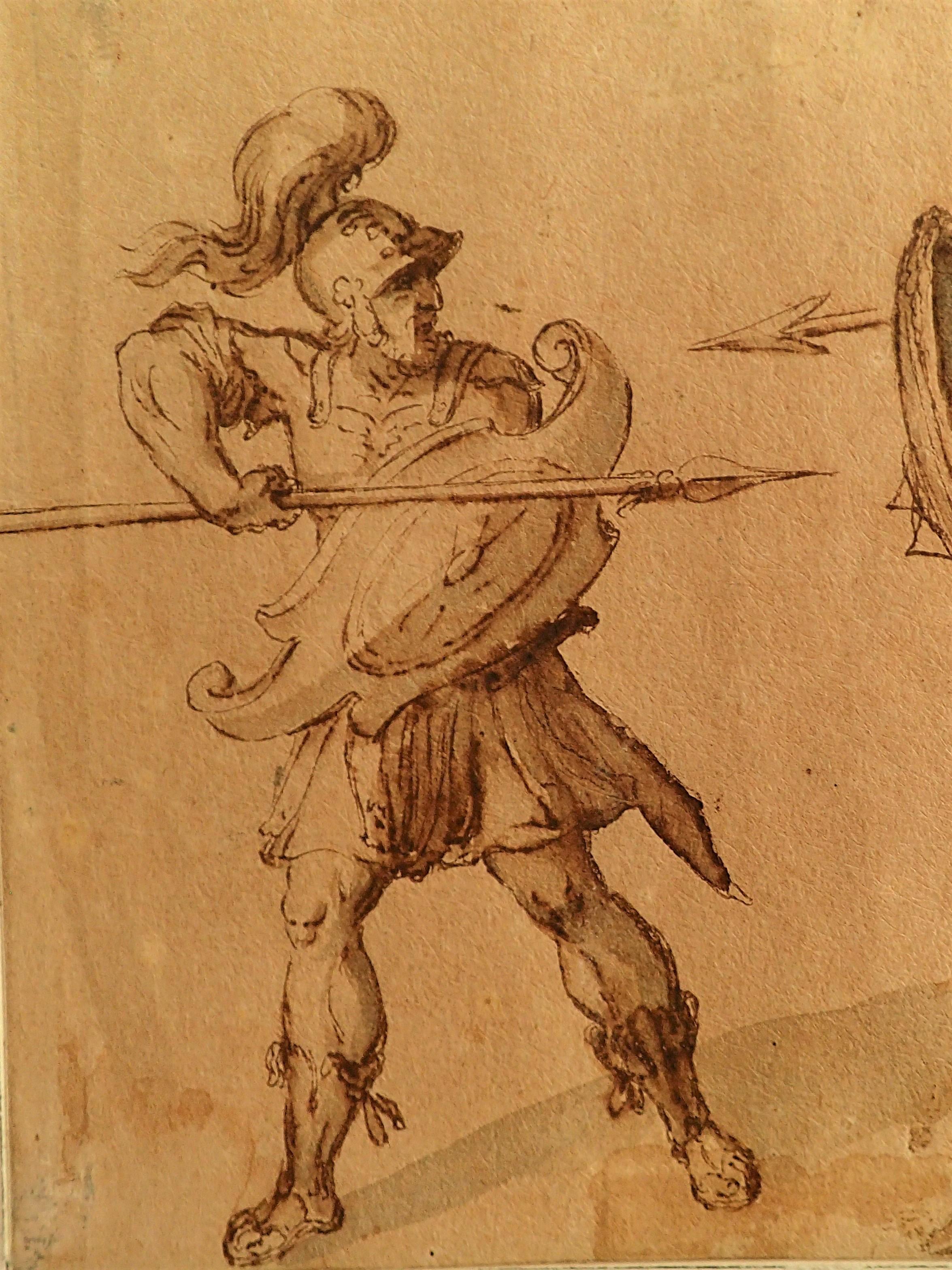 Unknown - 17th Century Italian Ink Drawing of Roman Soldiers For Sale ...