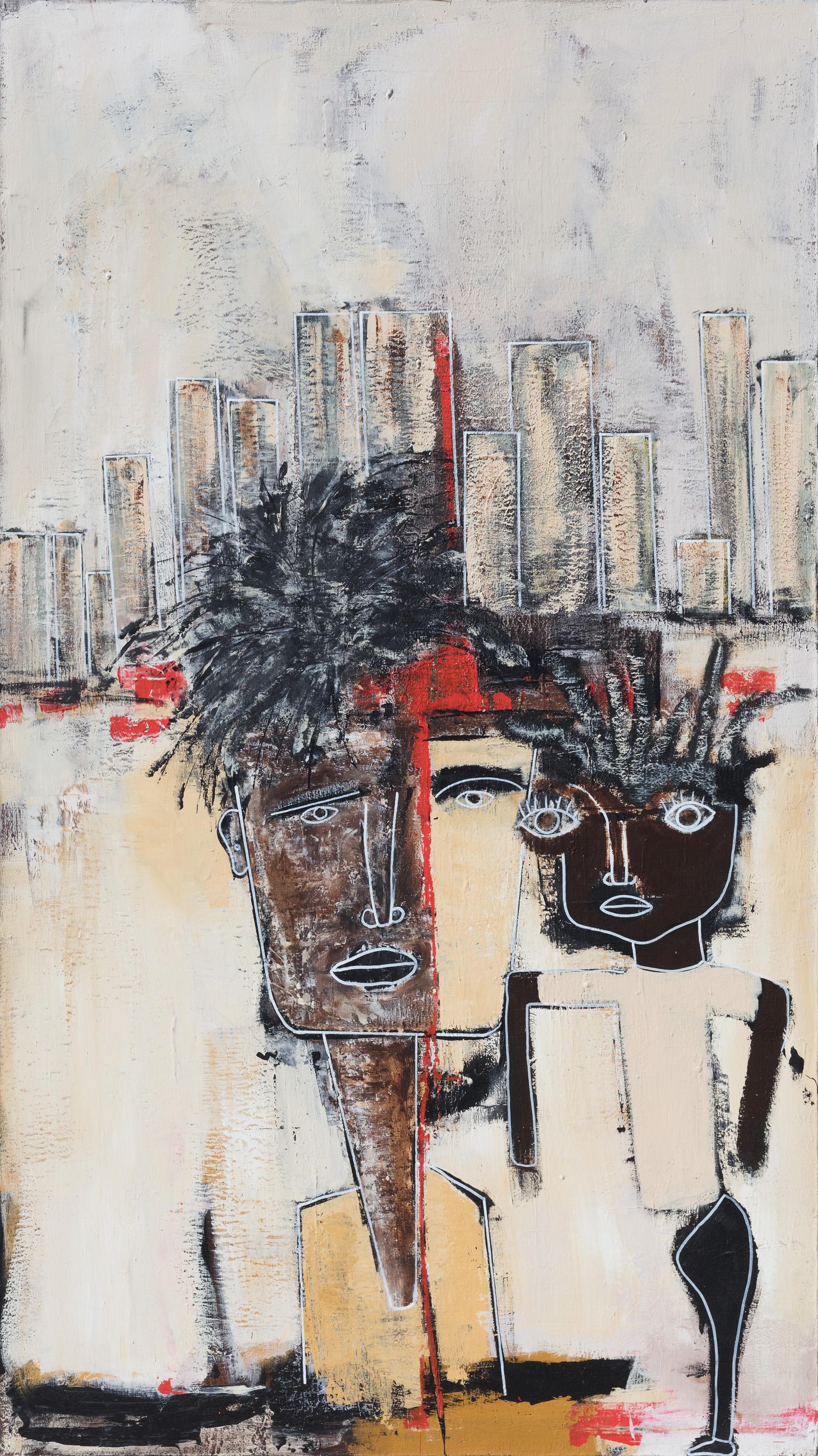 Parris Jaru - His and Her's - Expressionist Figurative Painting of an ...