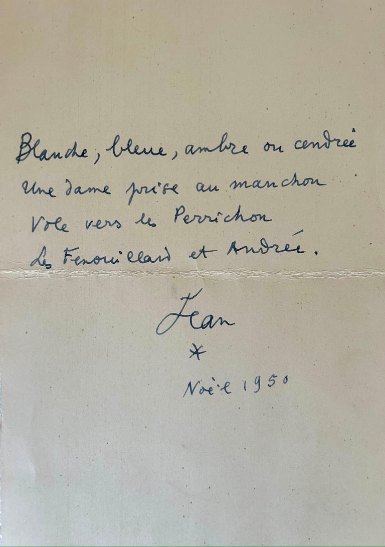 Jean Cocteau - Unpublished poem For Sale at 1stDibs