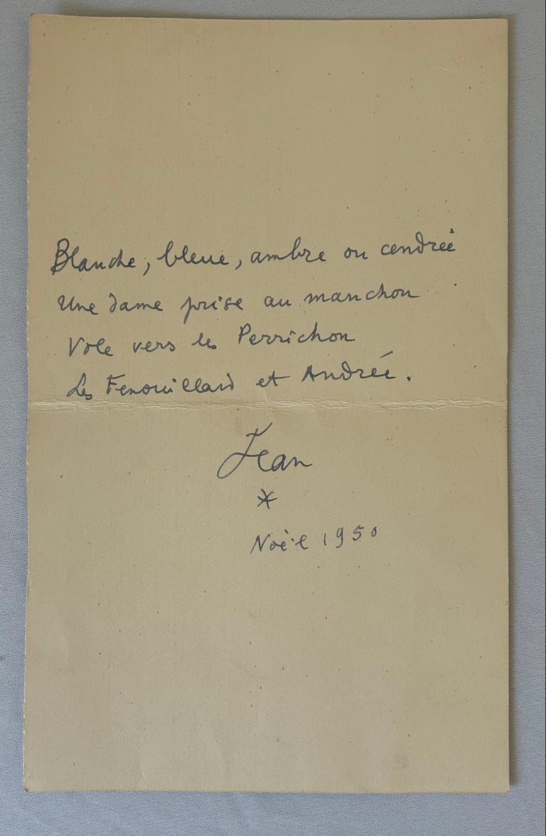 Jean Cocteau - Unpublished poem For Sale at 1stDibs