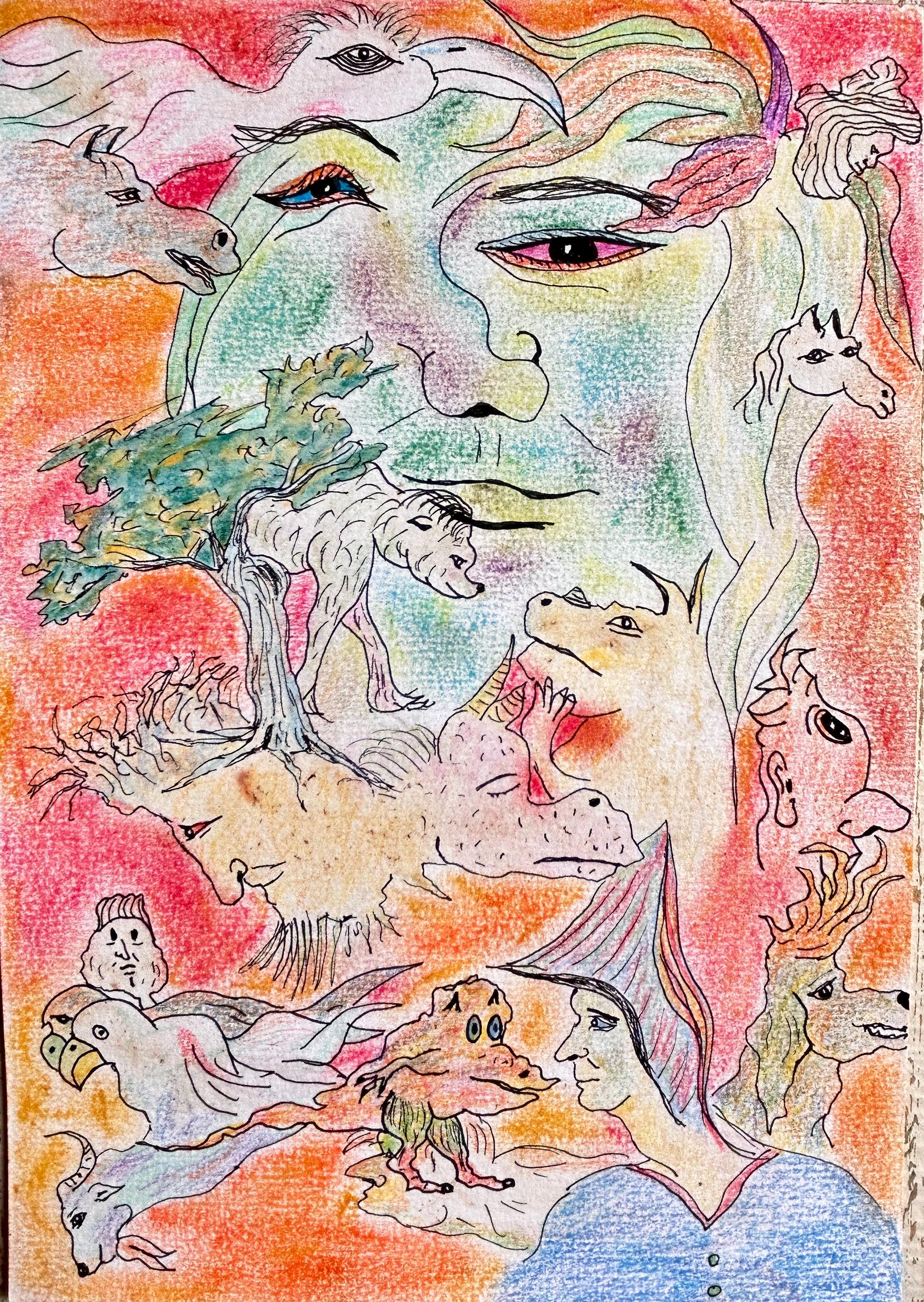 Luis Alexander Rodríguez (Ie-Xiua) - "Free spirits" Drawing, pastel ...