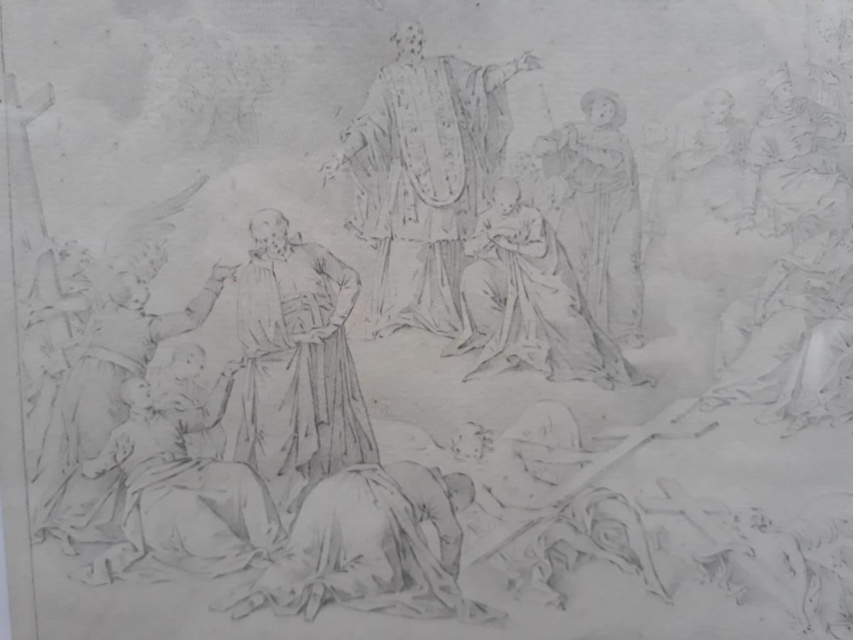 Johann Jacob HOCH - Drawing pencil carbon Sketch Religious Saints ...