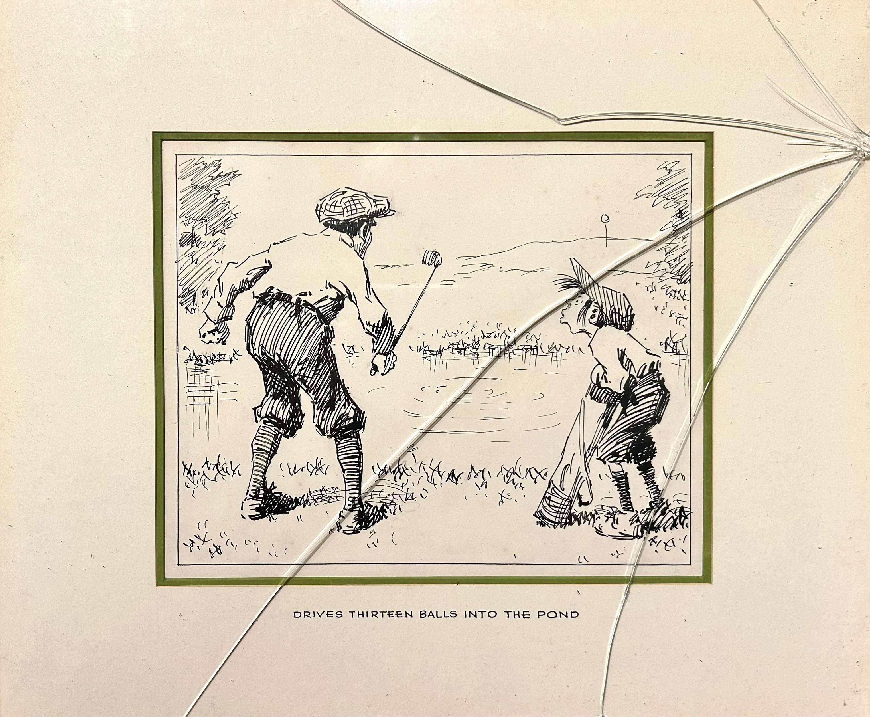 Arthur Burdett Frost - Set of 6 Golf Drawings and Page titled "He Got ...