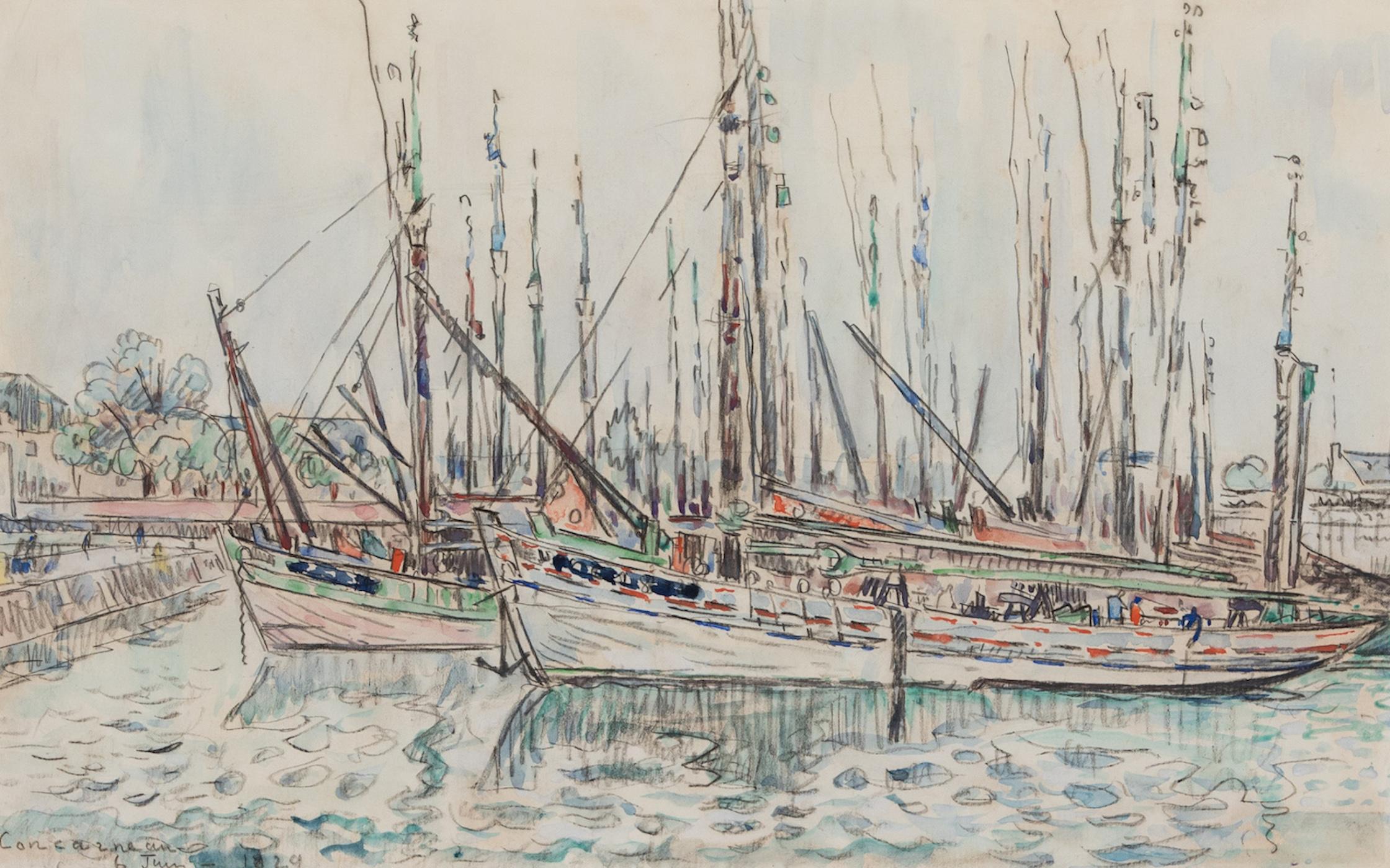 Paul Signac - Concarneau by Paul Signac - Work on Paper, Port scene For ...