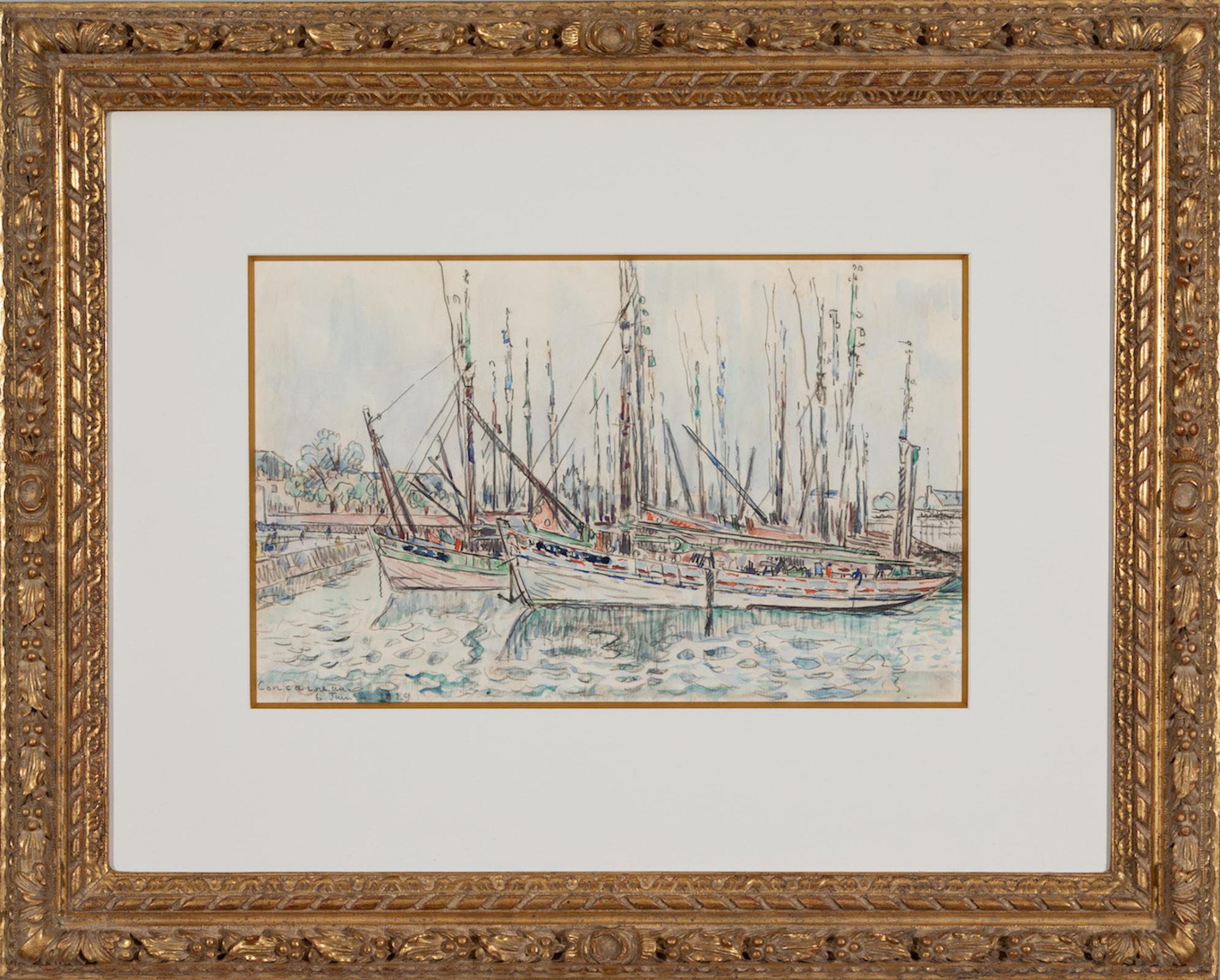 Paul Signac - Concarneau by Paul Signac - Work on Paper, Port scene For ...