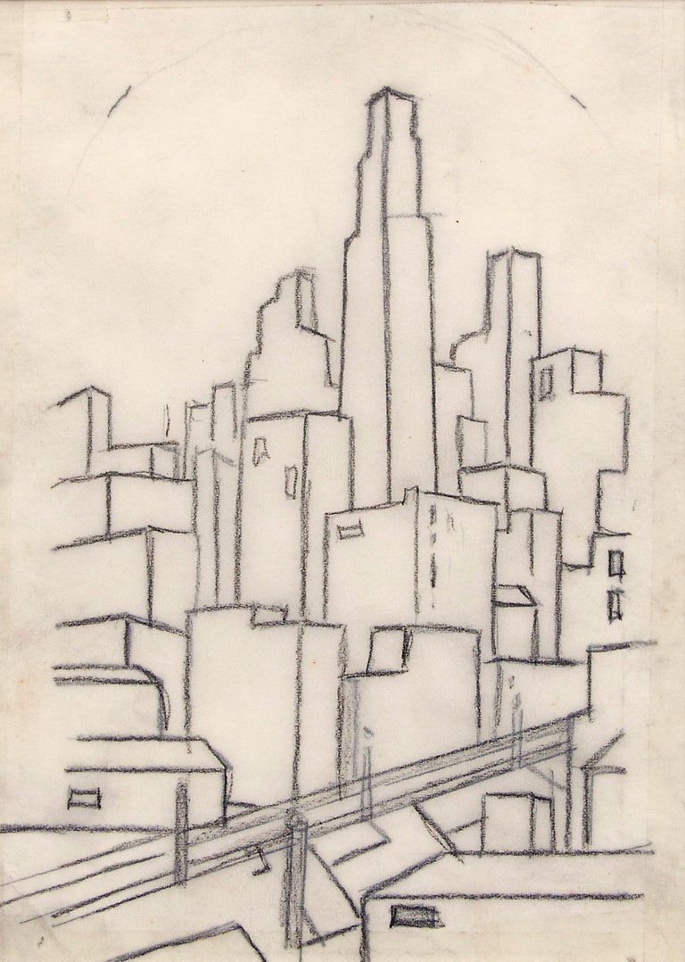 Charles Ragland Bunnell - Kansas City Skyline, 1930s WPA Era Modernist ...