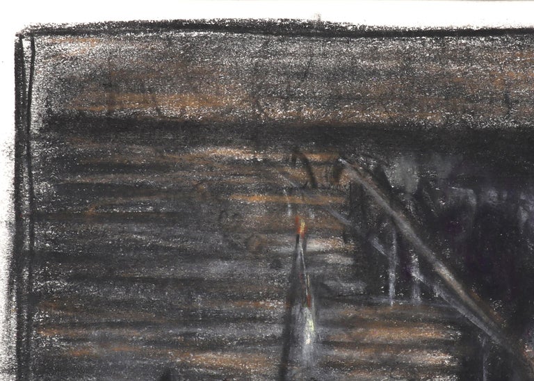 Verona Burkhard - Original Vintage Pastel Drawing, Outdoor Scene With ...