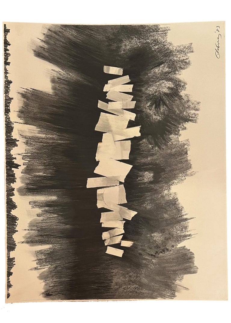 Edward Chavez – Abstrakte Schwarz-Weiß-Graphitzeichnung von Edward ...