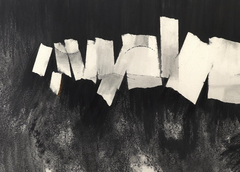 Edward Chavez – Abstrakte Schwarz-Weiß-Graphitzeichnung von Edward ...