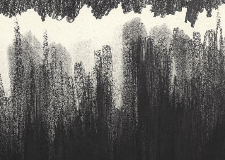 Edward Chavez – Abstrakte Schwarz-Weiß-Graphitzeichnung von Edward ...