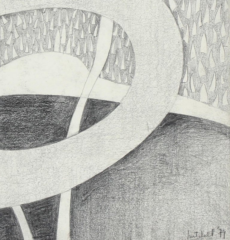 Jane Mitchell - Black and White Surrealist Abstract in Graphite, 1979 ...