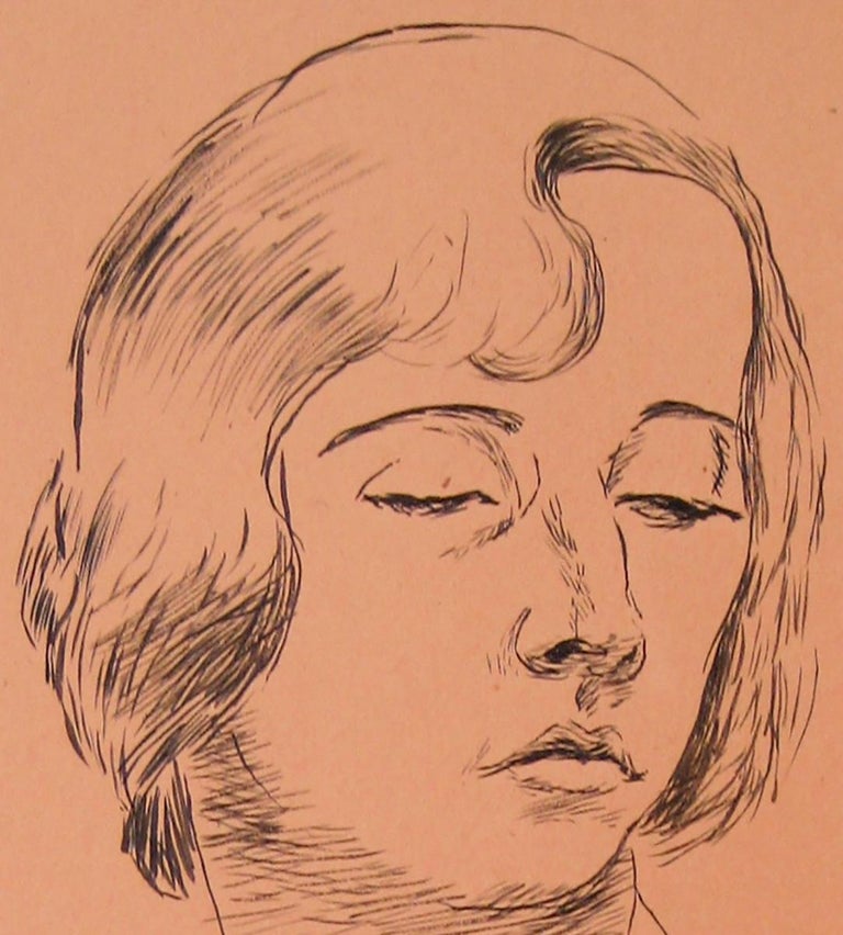 Helen Sewell Rennie - Portrait of a Woman in Ink, Mid 20th Century For ...