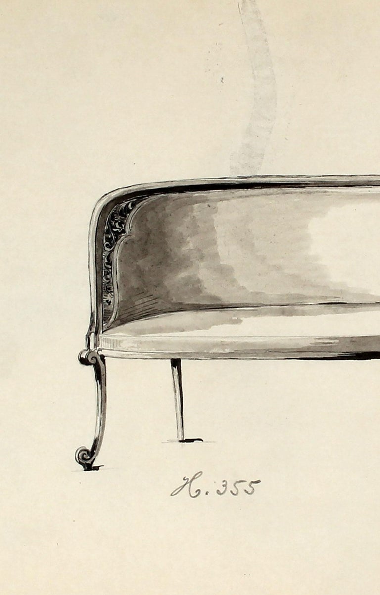 Unknown - Early 20th Century Chair Design in Ink and Graphite For Sale ...