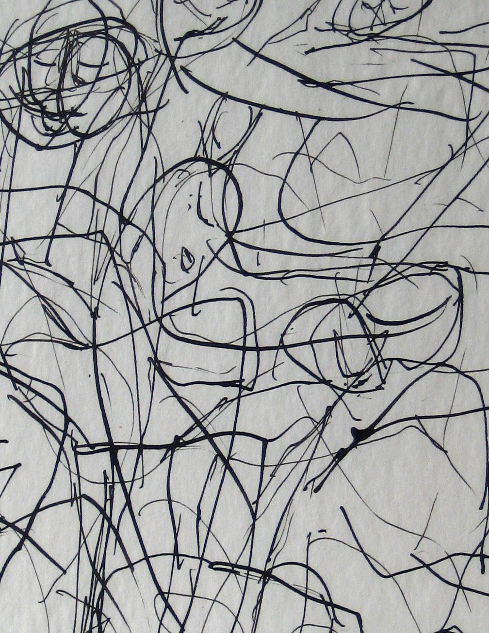 Jennings Tofel - Monochromatic Figurative Line Drawing in Ink on Paper ...
