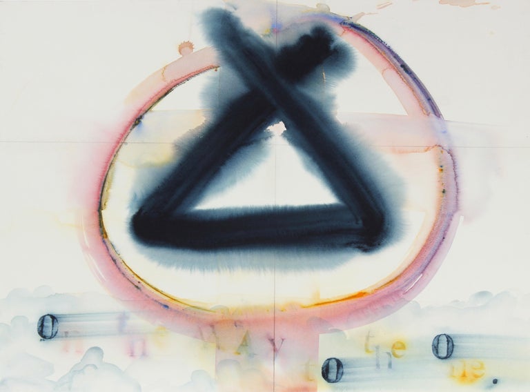 Hugh Wiley - Colorful Circle and Triangle Late 20th Century Watercolor ...