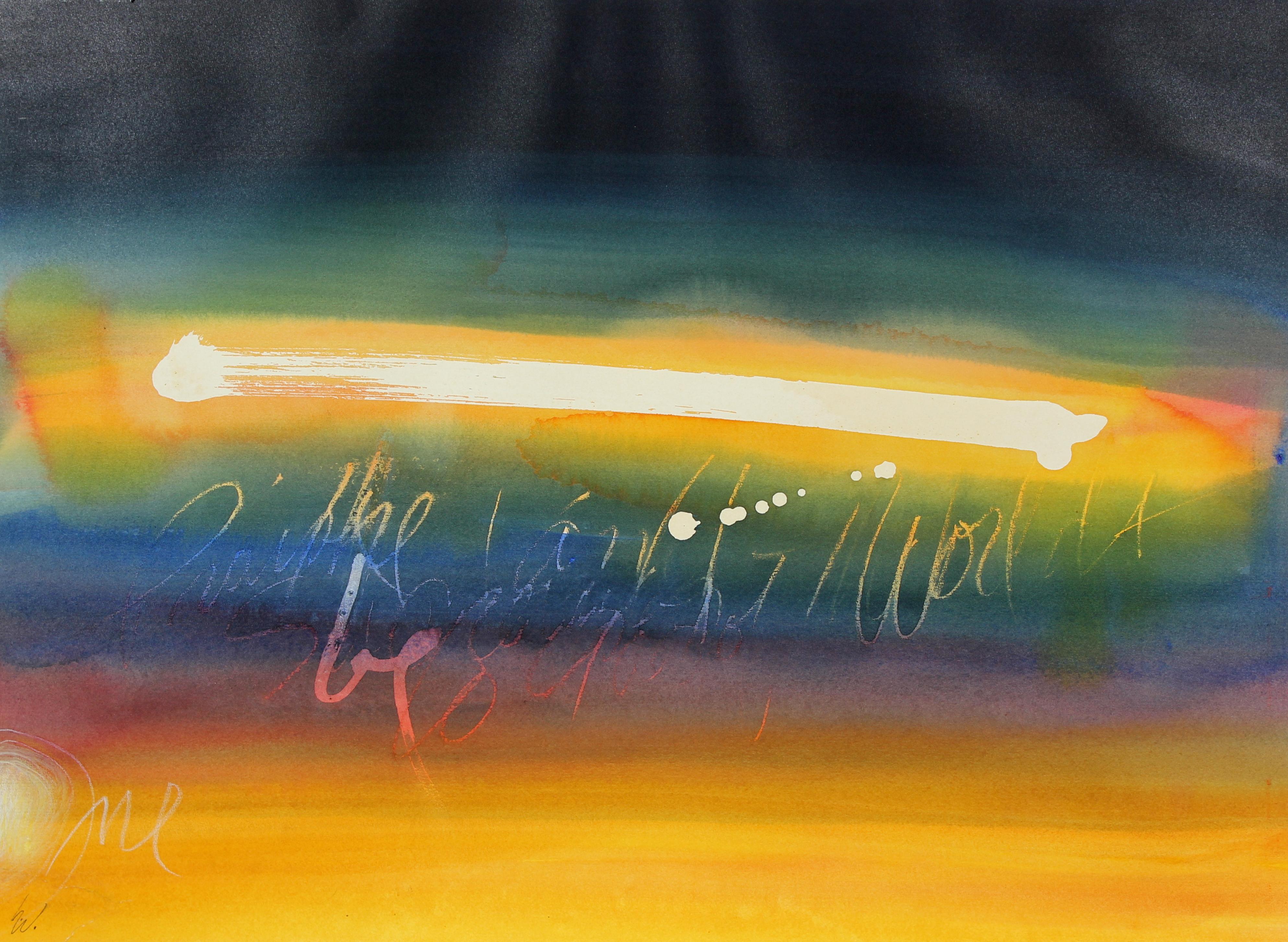 Hugh Wiley - Moon and Sky Night Time Scene with Blue and Yellow ...