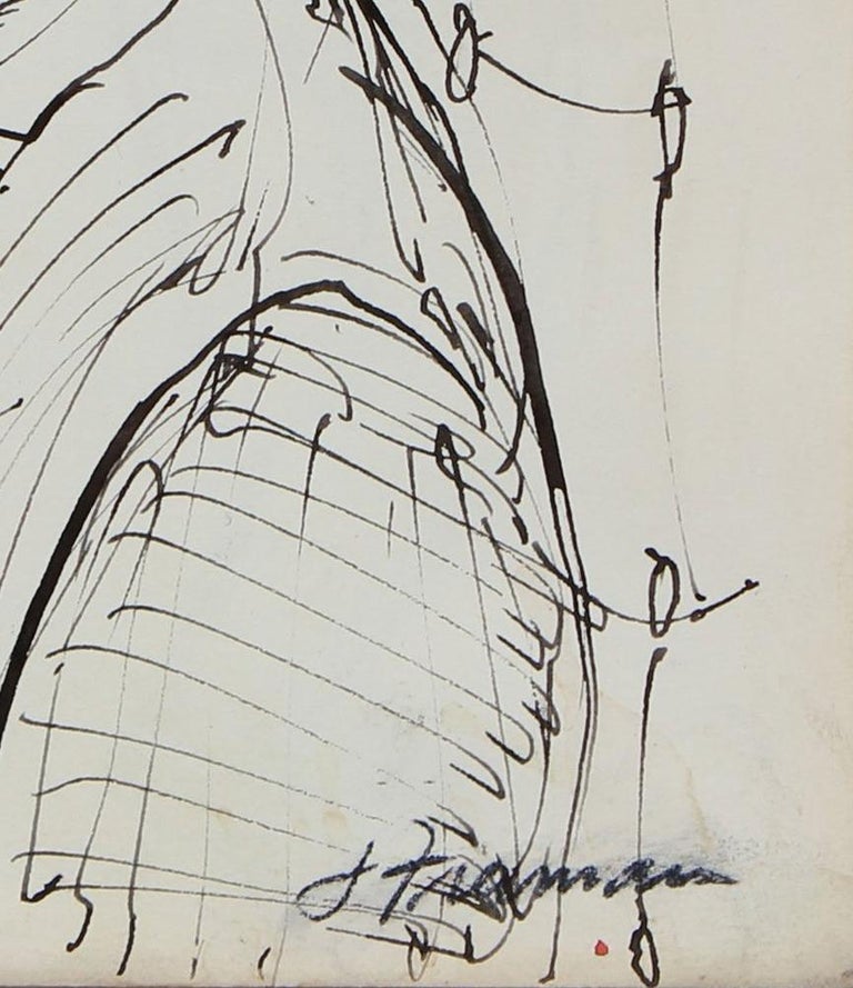 Jack Freeman - Seated Figure in Glasses 1960s-1970s Ink For Sale at 1stDibs