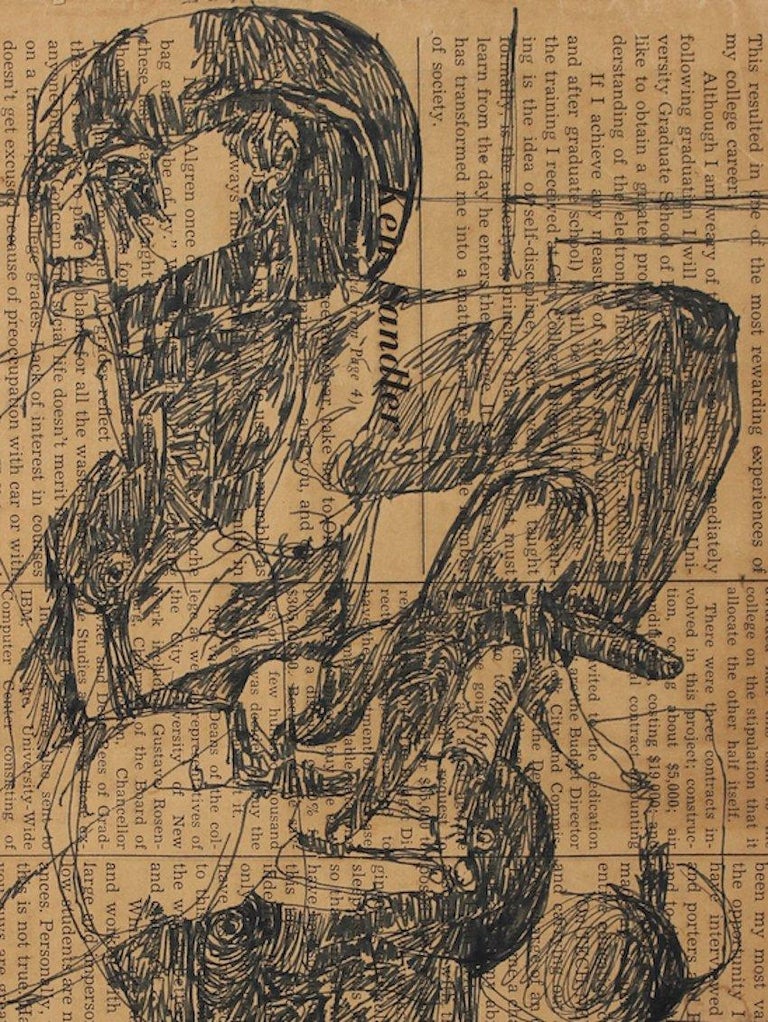 Richard Karwoski - Abstract Figure on Newsprint Mid Century For Sale at ...