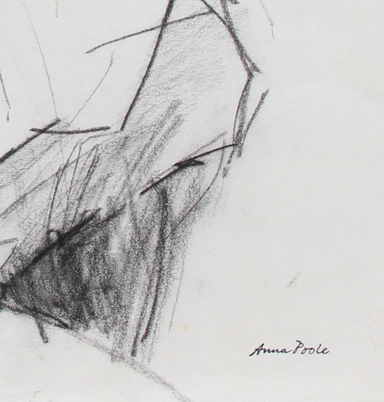 Anna Poole - Nude Torso Figure Study Late 20th Century Charcoal For ...