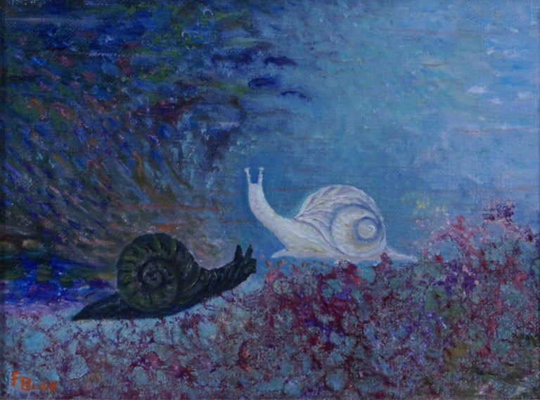 Freeman Baldridge - A Pair of Paintings of Snails at 1stDibs