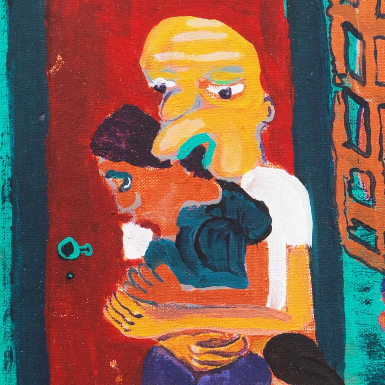 J.P. - 'Lovers in a Doorway', American Folk Art, Outsider artist ...