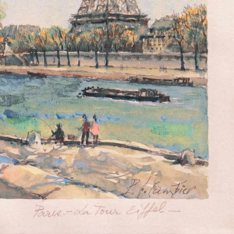 Pierre Eugene Cambier - 'The Seine and the Eiffel Tower', Paris, Salon ...