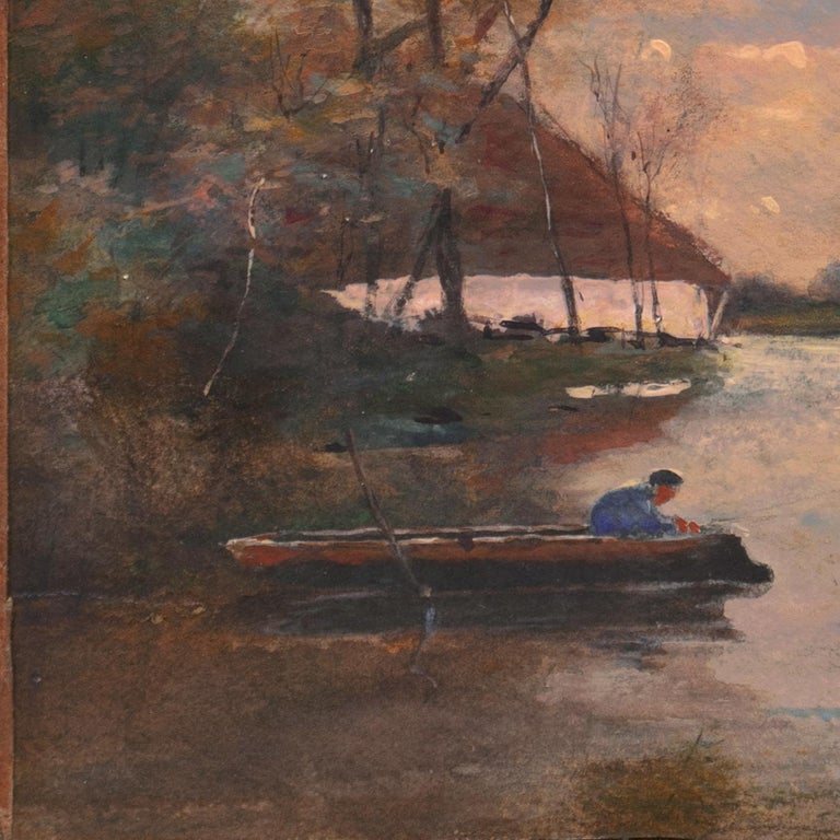Arthur Dawson - 'Evening Fishing', Sunset River Landscape, Chicago ...