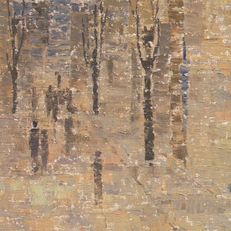 Young-il Ahn - 'Cityscape with Figures', Korean Tonalist Oil, Salon ...