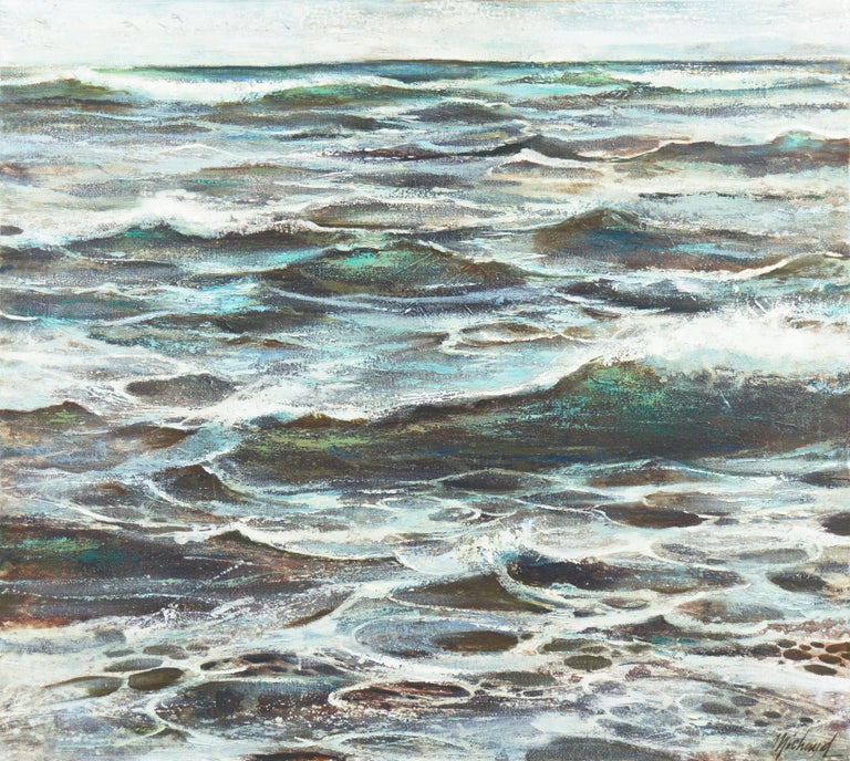 George Michaud - 'Ocean Prelude', Large Impressionist oil seascape ...