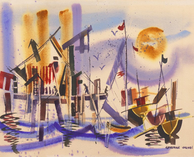 Katherine Wengi - 'Fishermen at Monterey Wharf' For Sale at 1stDibs