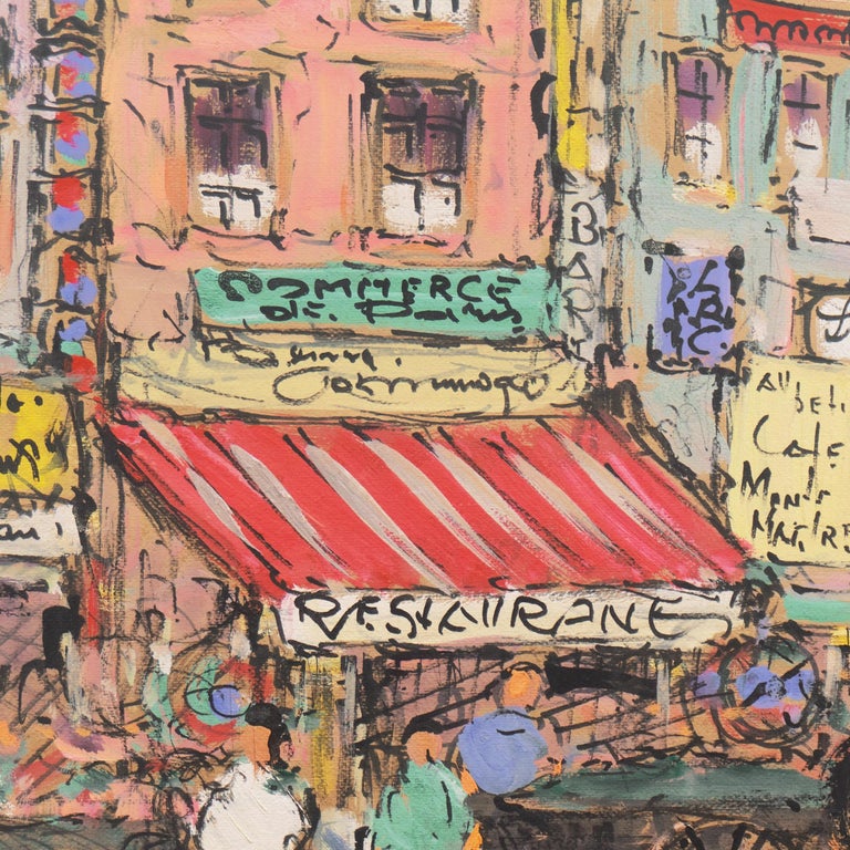 Jean Remy - 'Parisian Flower Market with Shoppers', Post-Impressionist ...