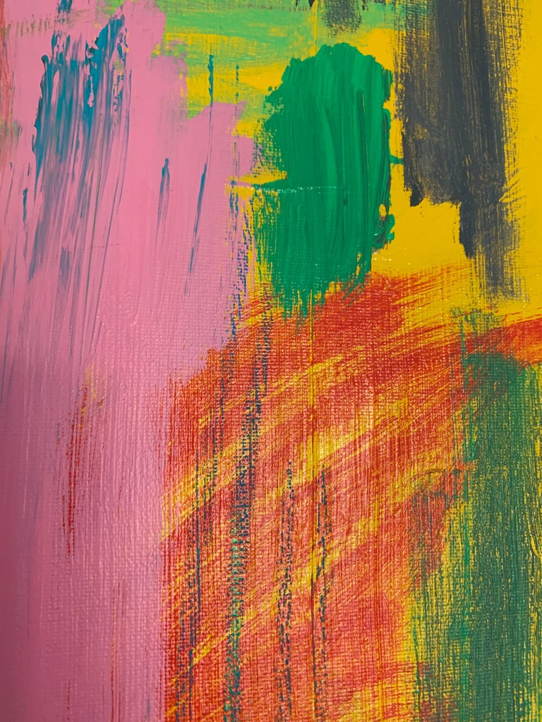 Mike Tesch - Splashes of color on Yellow- 36 x 36 For Sale at 1stDibs