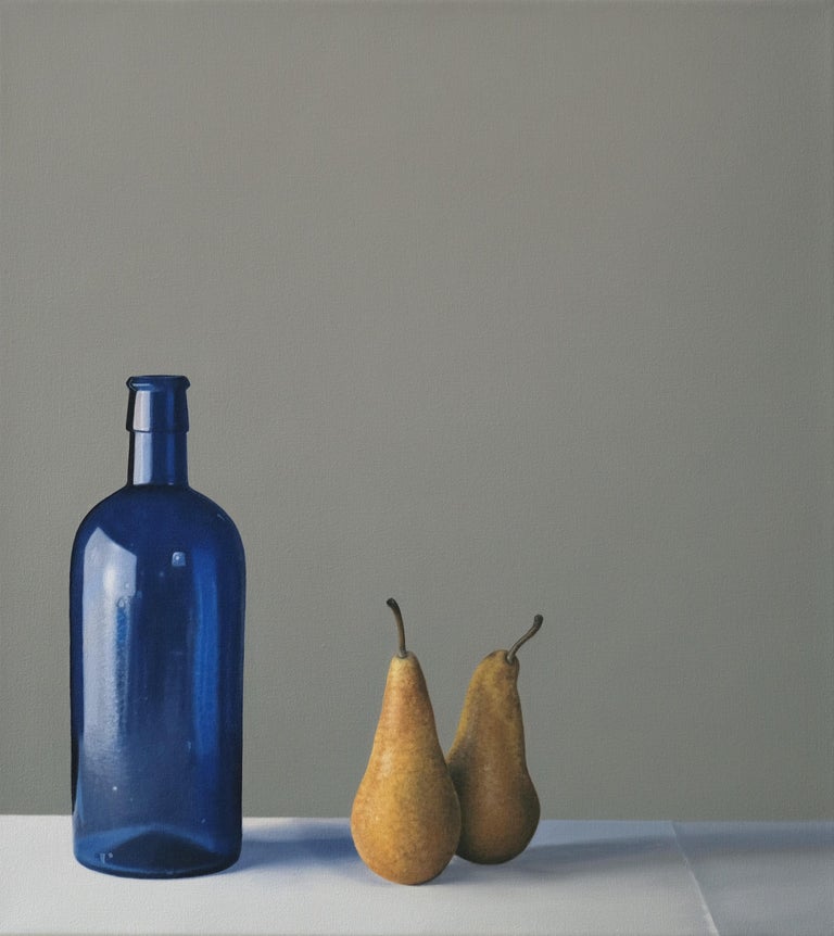 Jo Barrett - Still Life with Blue Glass Bottle and Pears For Sale at ...