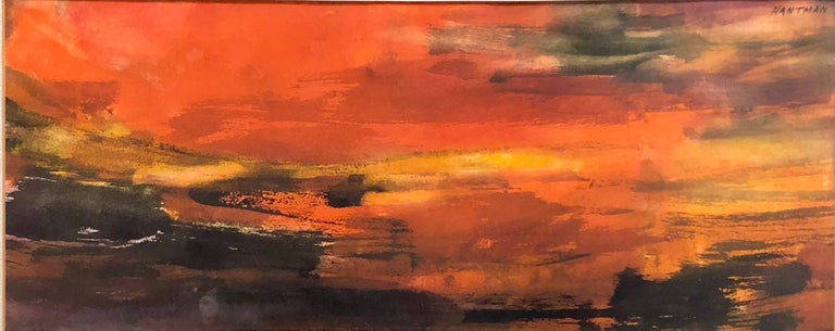 Murray Hantman - Abstract Expressionist Watercolor Fiery Sky For Sale ...