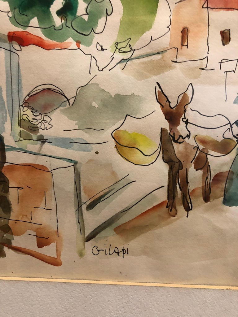 Aharon Giladi - Old Yishuv, Israel, Watercolor Painting Israeli ...