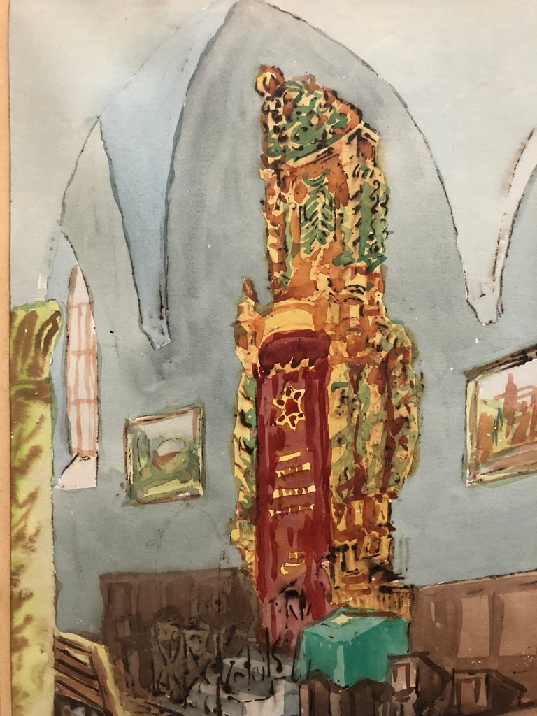 Zvi Ehrman - Israeli Modernist Safed Synagogue Interior Folk Art ...
