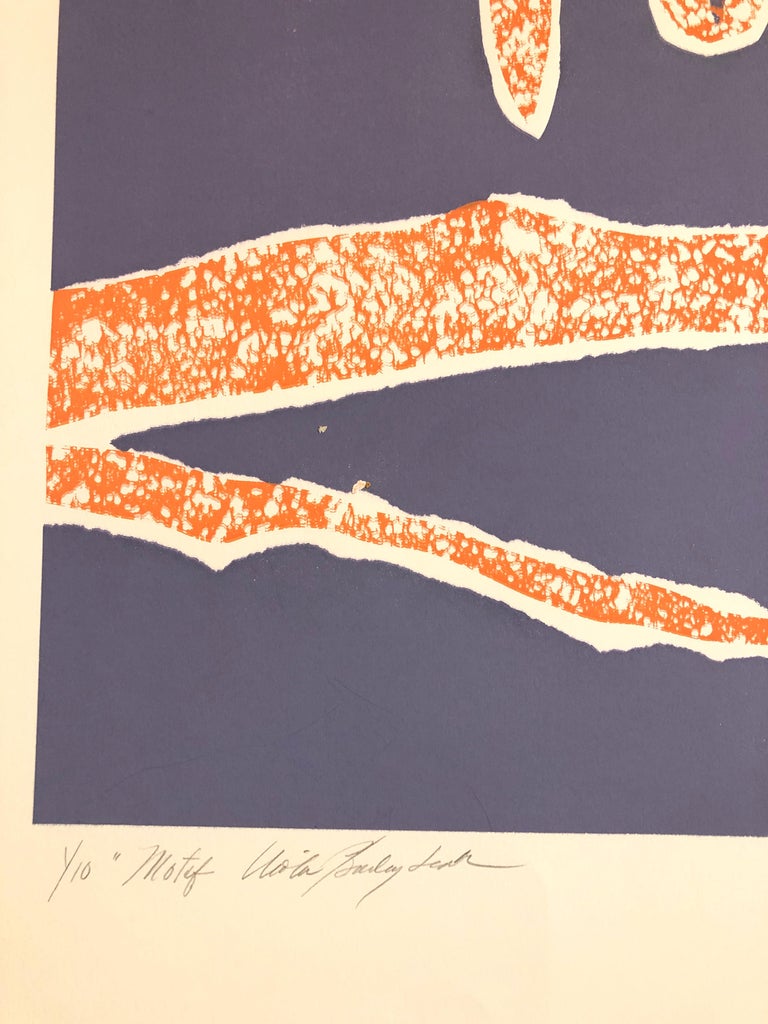 Viola Burley Leak - Motif, bleu orange, sérigraphie sur bois de l ...
