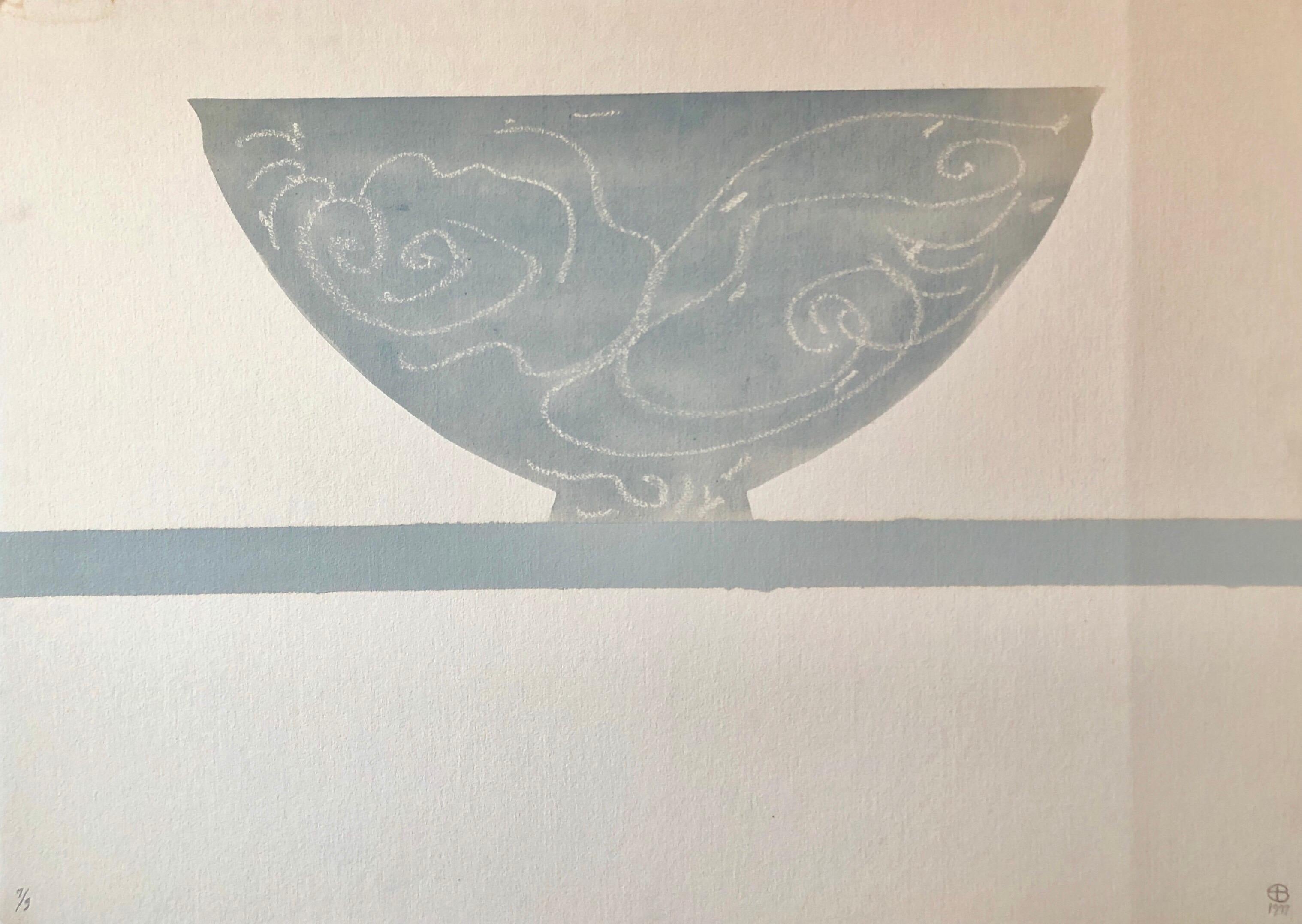 Ed Baynard - The Wave, Large Watercolor Painting, Still Life with Vase ...