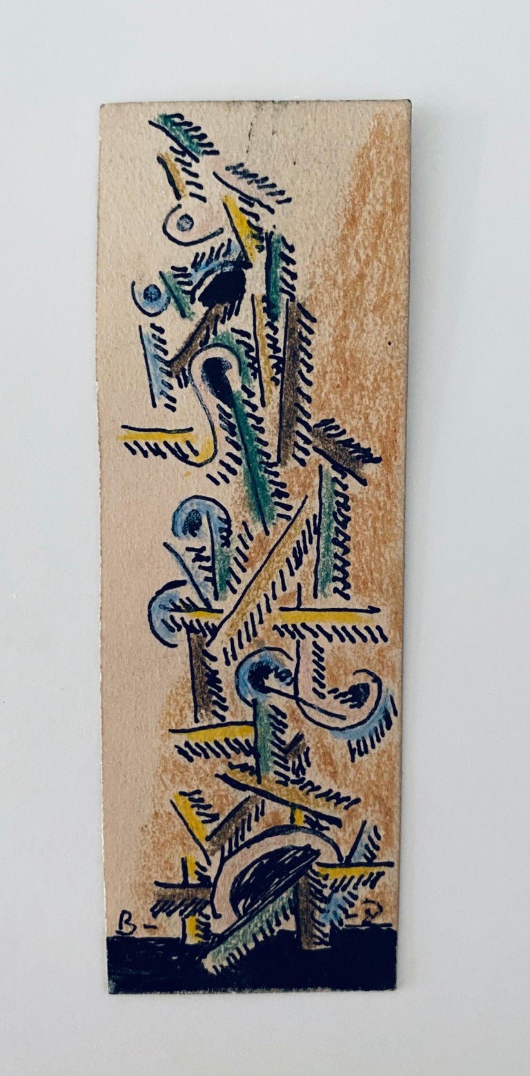 Ben-Zion Weinman - Abstract Drawing Watercolour Painting Totem Column ...