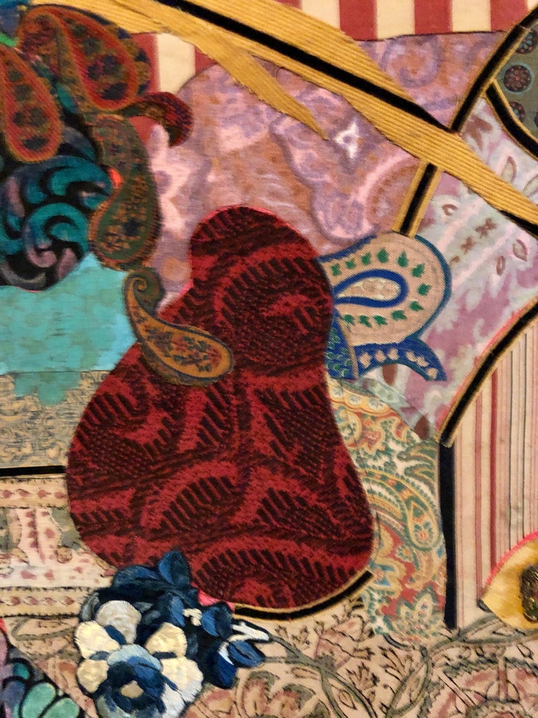 John Udvardy - Large Mixed Media Mod Fabric Collage Textile Painting ...